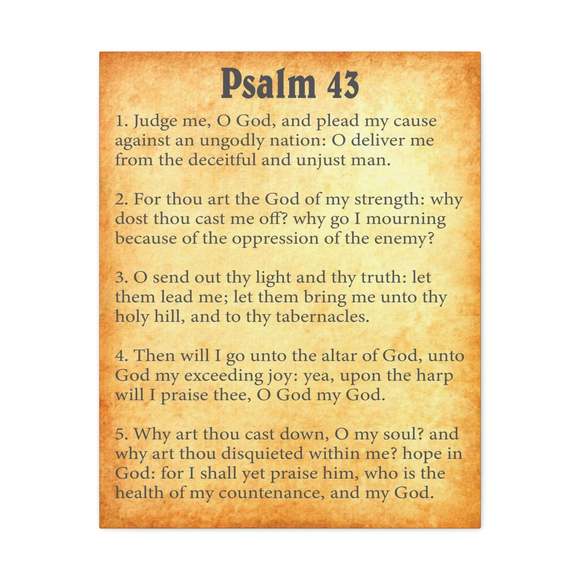 Express Your Love Gifts | Art | Scripture Sign Psalm 43 Chapter Gold Bible Canvas Christian Wall ...